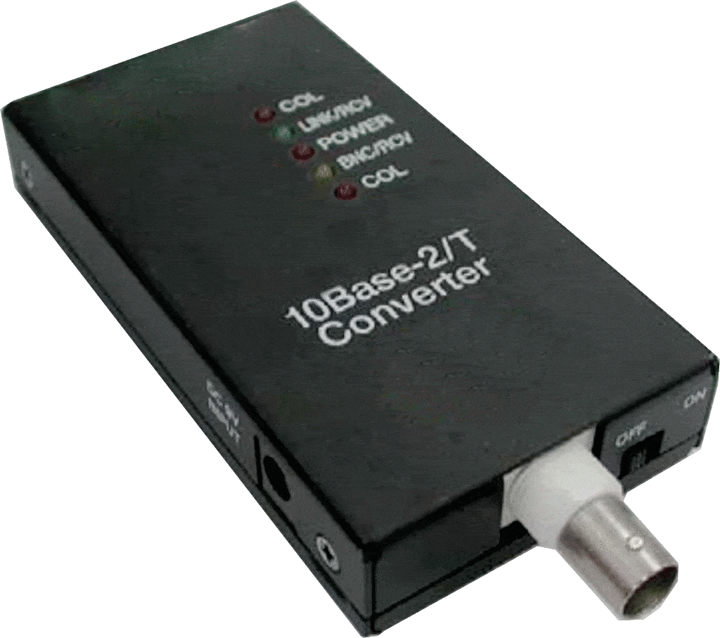 10Base-2 (Thinnet Coax BNC) to 10Base-T Ethernet Converter | Home